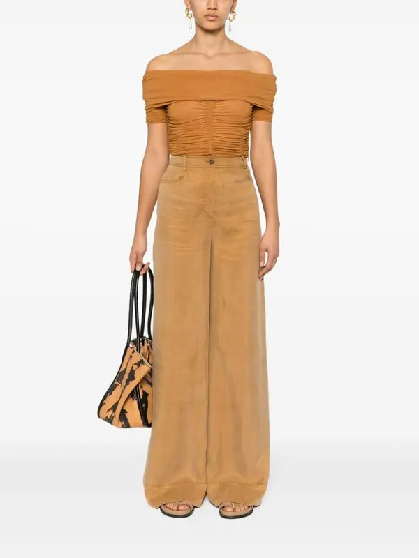 Alberta Ferretti Twill Wide Leg Trousers