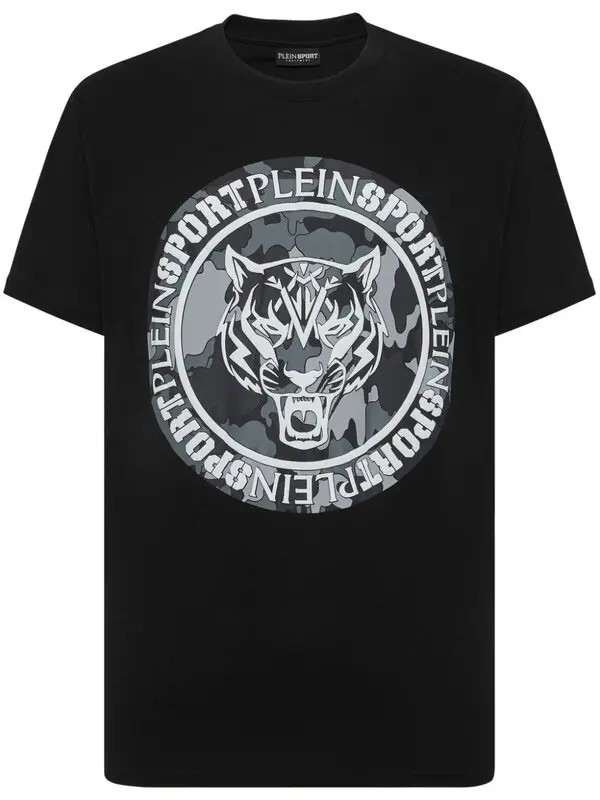 PLEIN SPORT Tiger-print Cotton T-shirt - Black