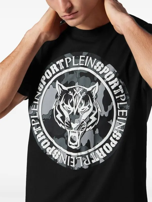 PLEIN SPORT Tiger-print Cotton T-shirt - Black