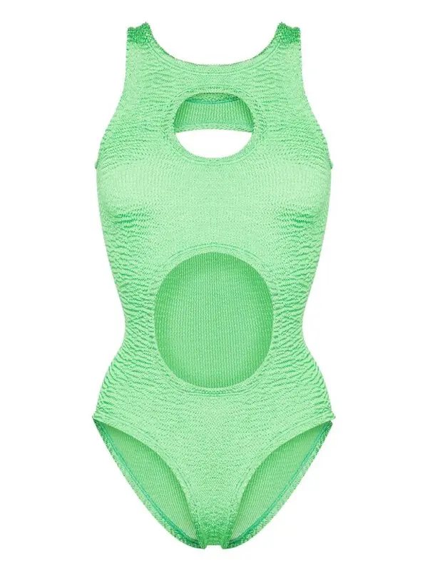 PARAMIDONNA Tara Cut-out Crinkled Swimsuit - Green
