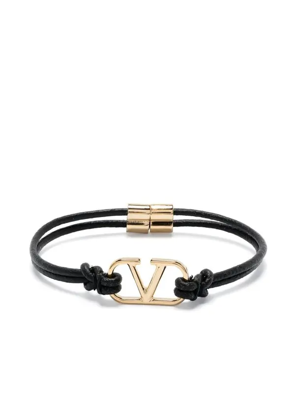 Valentino Garavani Vlogo Signature Leather Bracelet - Black