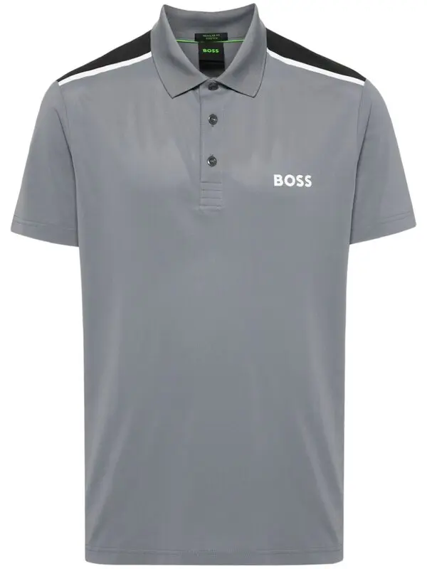 BOSS Logo-print Polo Shirt - Grey