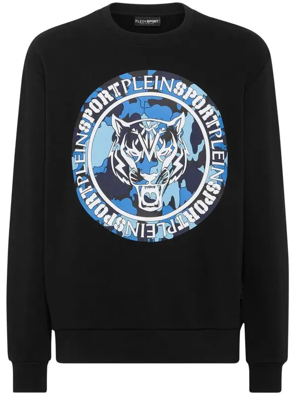 PLEIN SPORT Tiger-print Camouflage Sweatshirt - Black