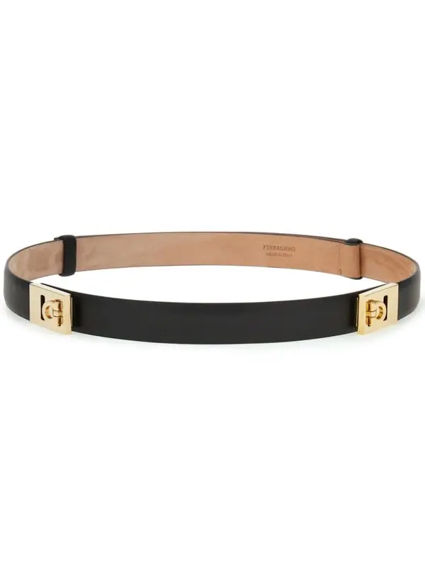FERRAGAMO Gancini Leather Belt - Black