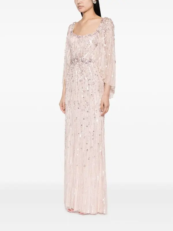 Jenny Packham Floral-appliqué Fitted Dress - Pink