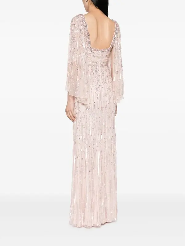 Jenny Packham Floral-appliqué Fitted Dress - Pink