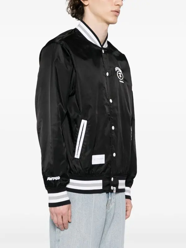 AAPE BY *A BATHING APE Stripe-trim Bomber Jacket - Black
