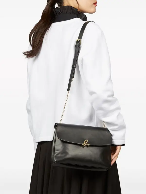 Agnes B. Logo-Clasp Leather Crossbody Bag In Black - 50% Off