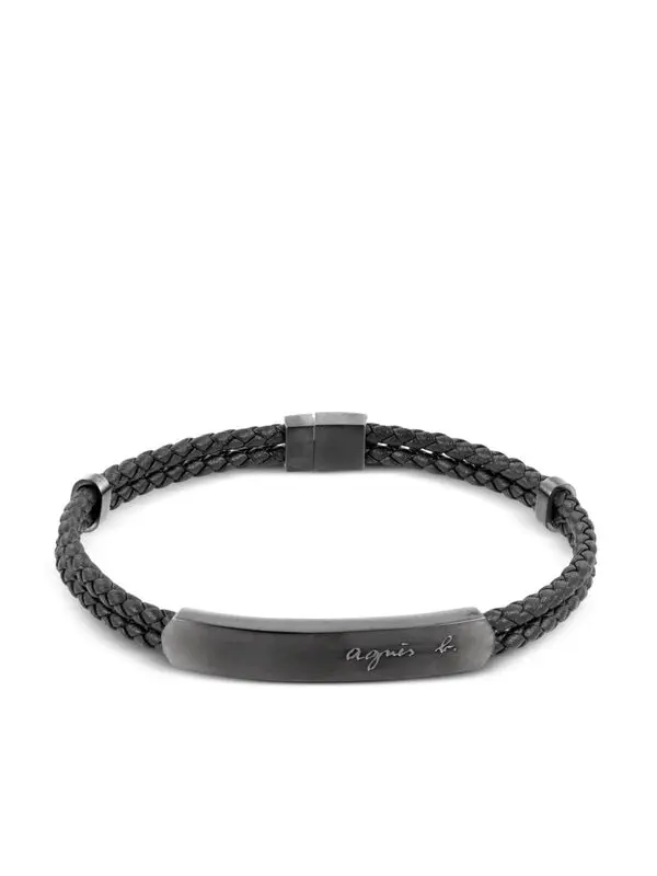 AGNÈS B. Braided Logo-plaque Bracelet - Black