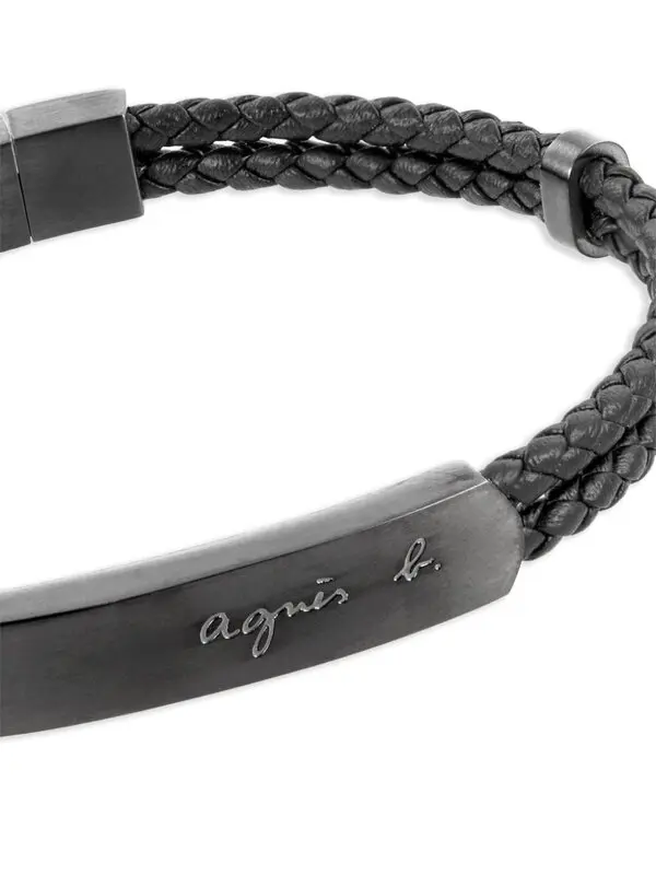 AGNES B. Braided Logo-plaque Bracelet - Black