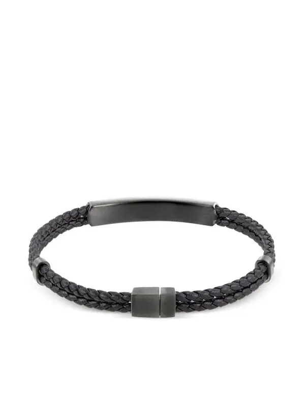 AGNES B. Braided Logo-plaque Bracelet - Black
