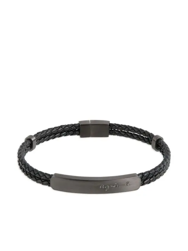 AGNÈS B. Logo-engraved Braided Leather Bracelet - Black