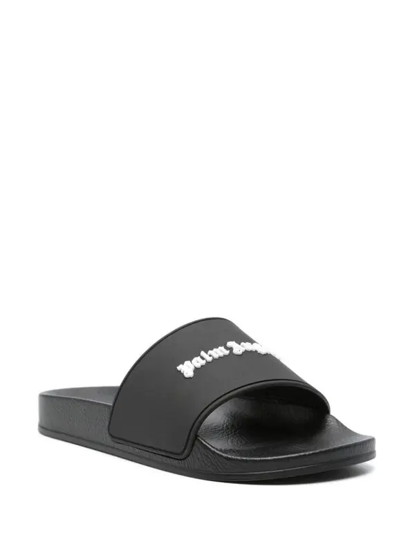 Palm Angels Logo-embossed Slides - Black