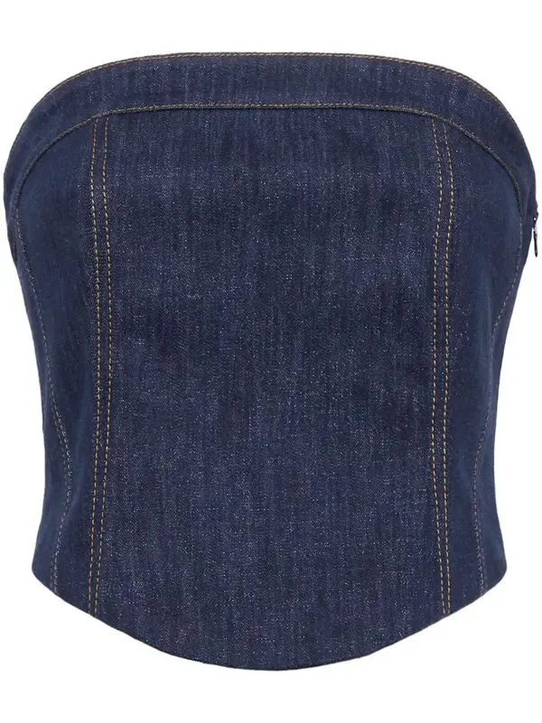 Brunello Cucinelli Denim Cropped Top - Blue