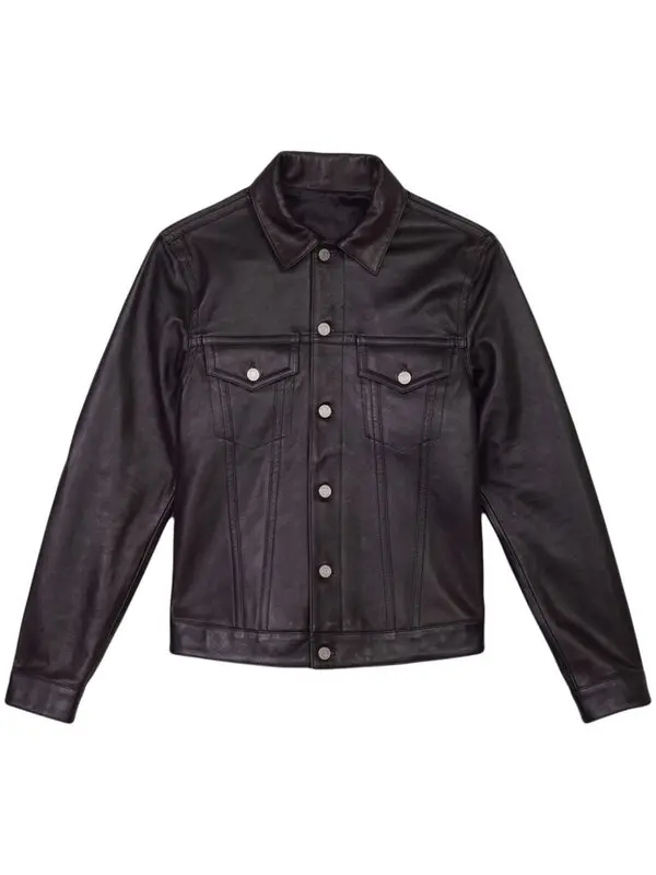 PURPLE BRAND Button-up Leather Shirt Jacket