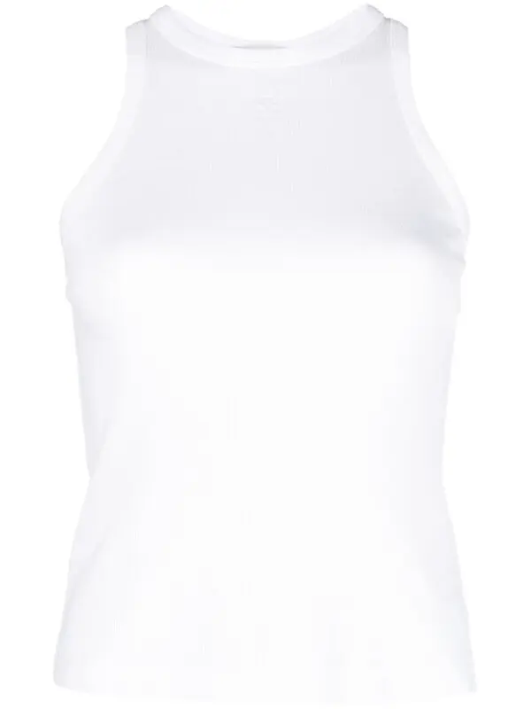 Sandro Ribbed Tank Top With Embroidered Logo - White