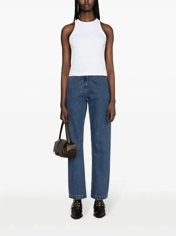 Sandro Ribbed Tank Top With Embroidered Logo - White