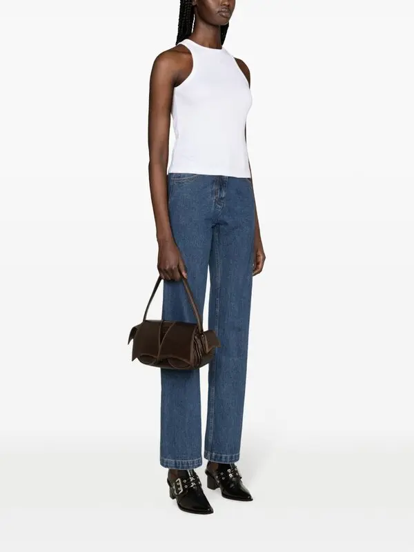 Sandro Ribbed Tank Top With Embroidered Logo - White