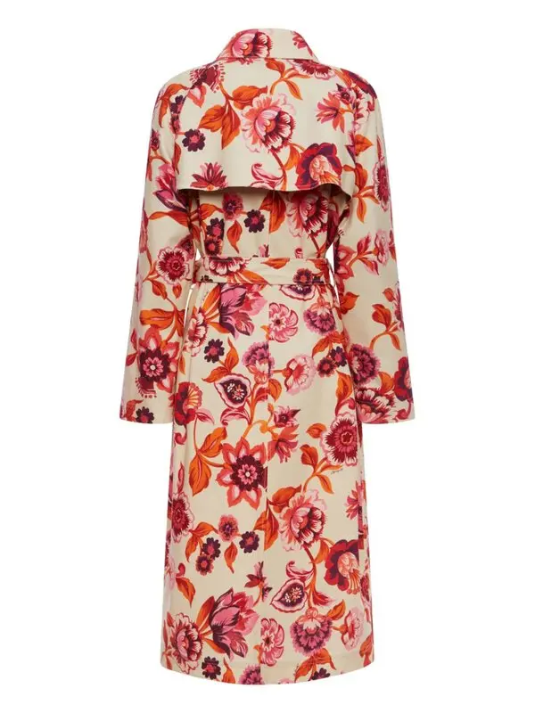 La DoubleJ Floral-print Cotton Trench Coat - Neutrals