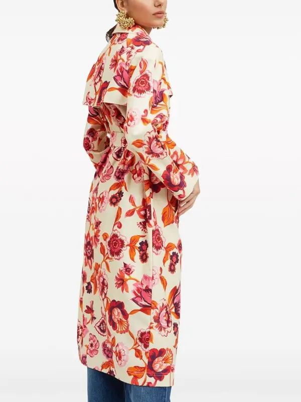 La DoubleJ Floral-print Cotton Trench Coat - Neutrals