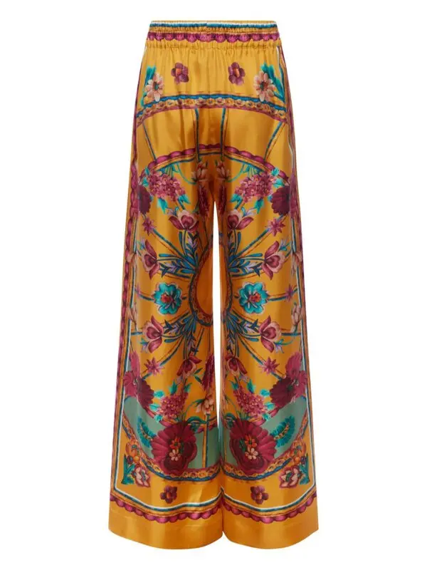 La DoubleJ Graphic-print Silk Palazzo Pants