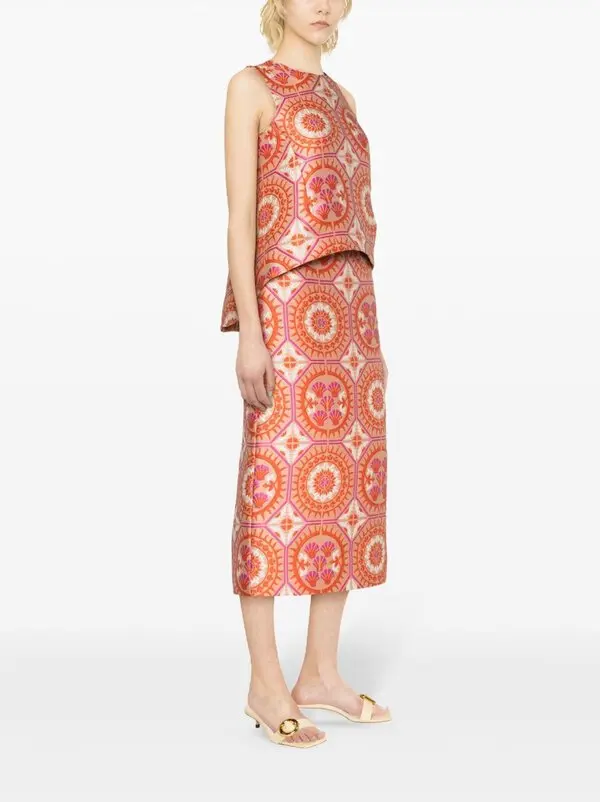 La DoubleJ Patterned Jacquard Midi Pencil Skirt - Neutrals