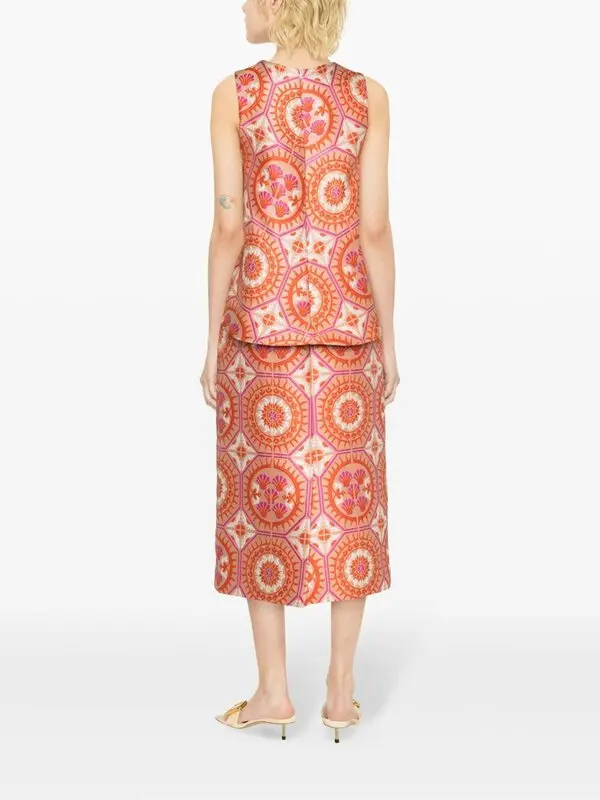 La DoubleJ Patterned Jacquard Midi Pencil Skirt - Neutrals