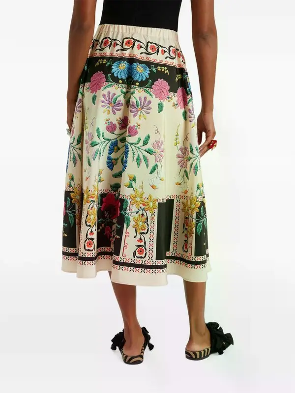 La DoubleJ Piazza Placée-print Midi Skirt - Neutrals