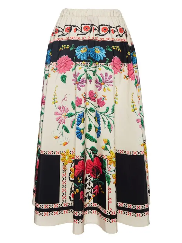 La DoubleJ Piazza Placée-print Midi Skirt - Neutrals