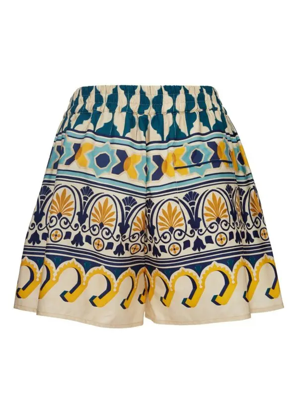 La DoubleJ Abstract-pattern Cotton Shorts - Blue