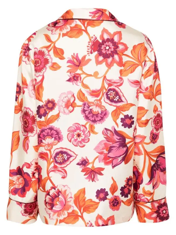 La DoubleJ Floral-print Silk Pajama Shirt