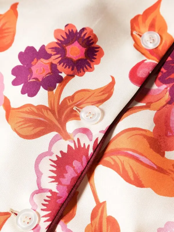 La DoubleJ Floral-print Silk Pajama Shirt