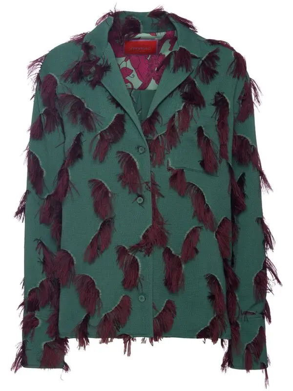 La DoubleJ Milano Feather-embellished Jacket - Green