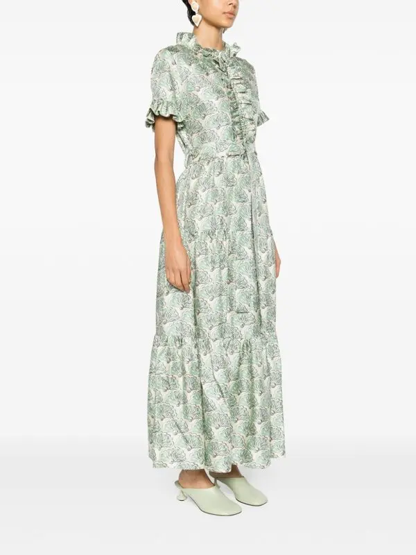 La DoubleJ Fan-print Maxi Dress - Green