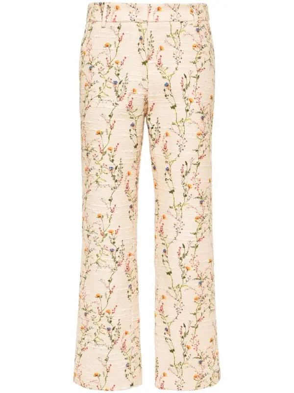 La DoubleJ 24/7 Floral Tweed Trousers - Neutrals