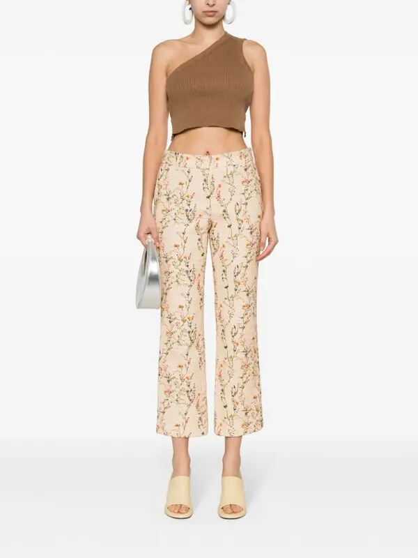 La DoubleJ 24/7 Floral Tweed Trousers - Neutrals
