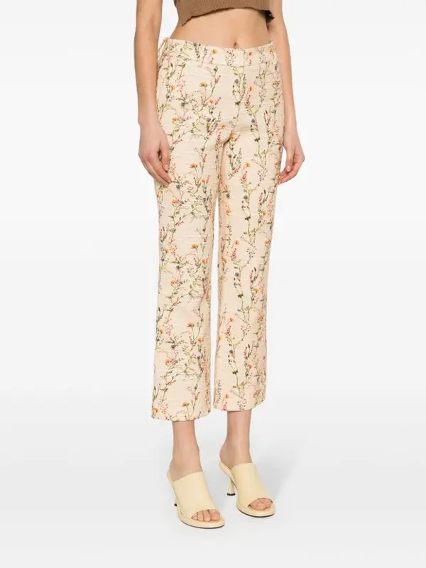 La DoubleJ 24/7 Floral Tweed Trousers - Neutrals