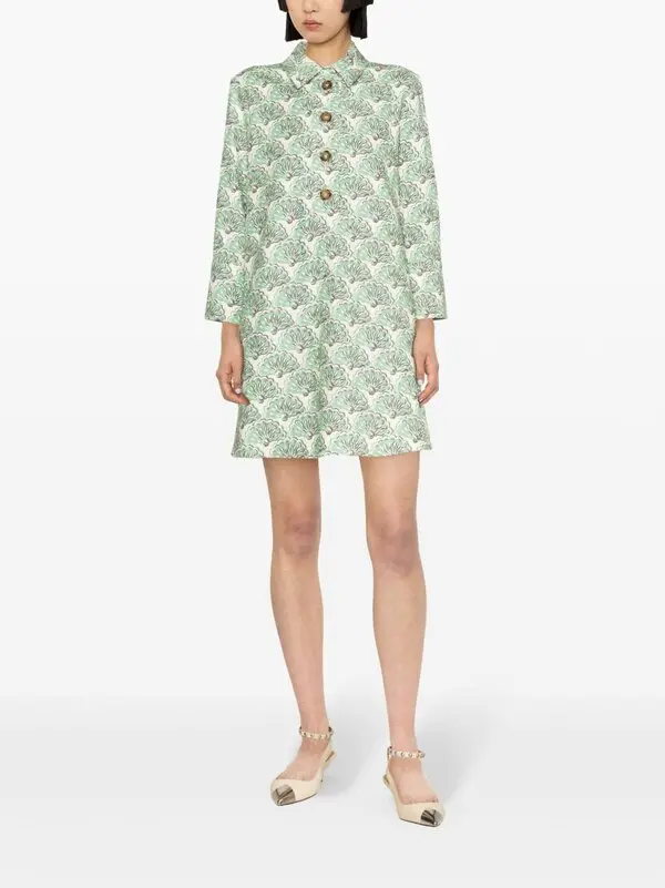 La DoubleJ Artemis Fans-jacquard Minidress - Green