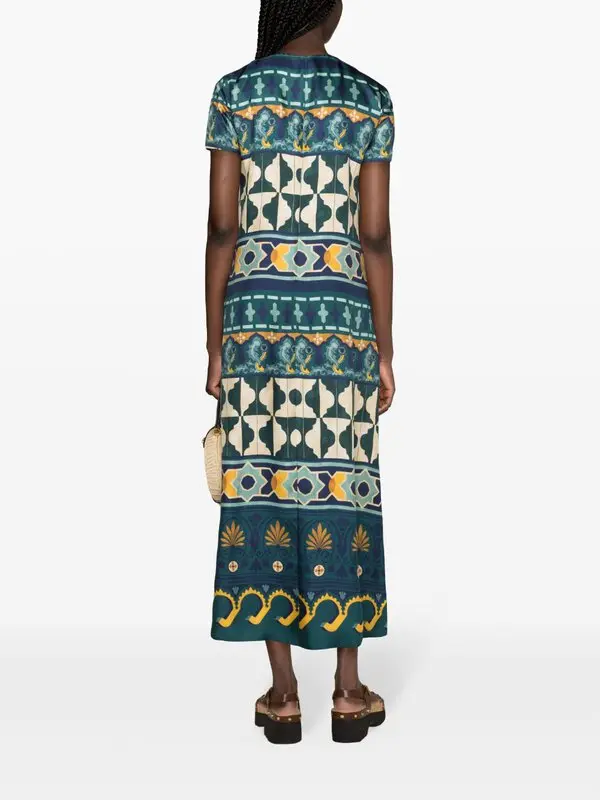 La DoubleJ Geometric-print Silk Swing Dress