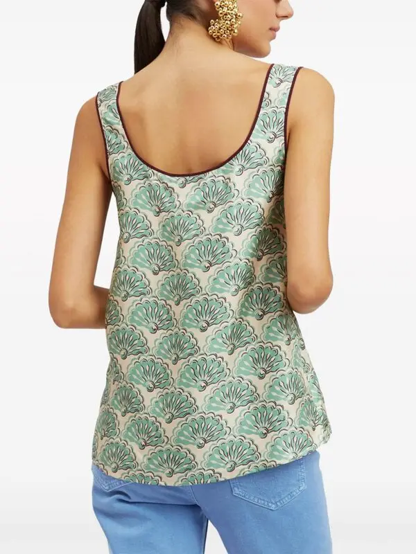 La DoubleJ Twirl Graphic-print Silk Top - Green
