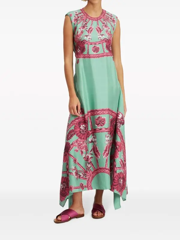 La DoubleJ San Carlo Printed Silk Dress - Green