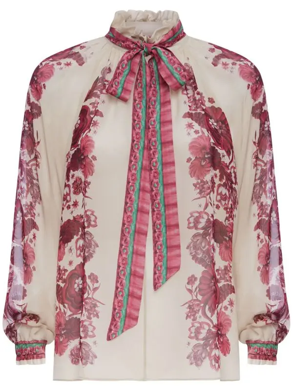 La DoubleJ Cerere Floral-print Silk Blouse