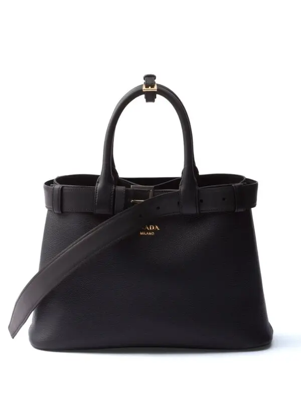 Prada Small Buckle Tote Bag - Black