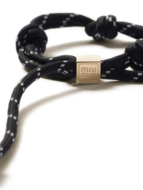Miu Miu Logo-charm Rope Bracelet - Black