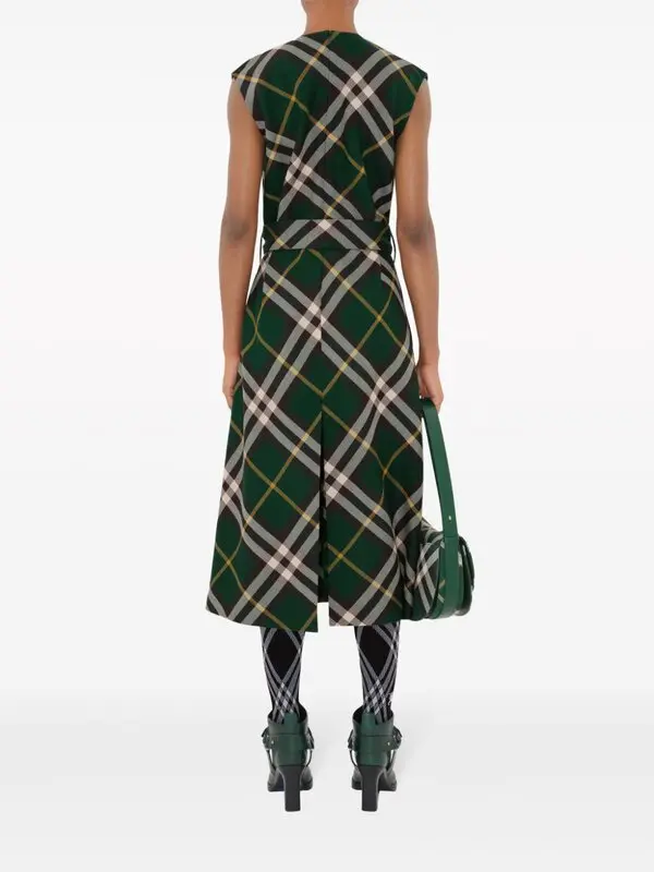 Burberry Nova Check Wool Midi Dress