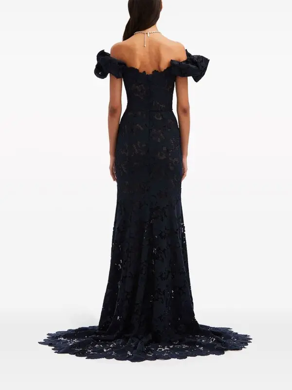 Oscar De La Renta Mixed Botanical Guipure-lace Maxi Dress