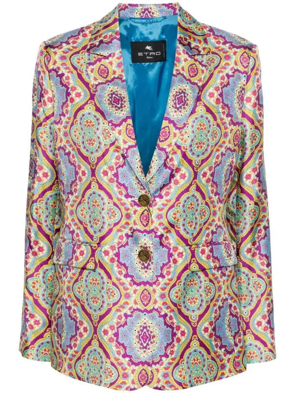 Etro Mandala-print Silk Blazer - Blue