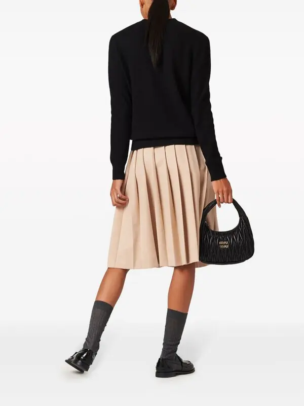 Miu Miu Wool And Cashmere Sweater With Intarsia Logo