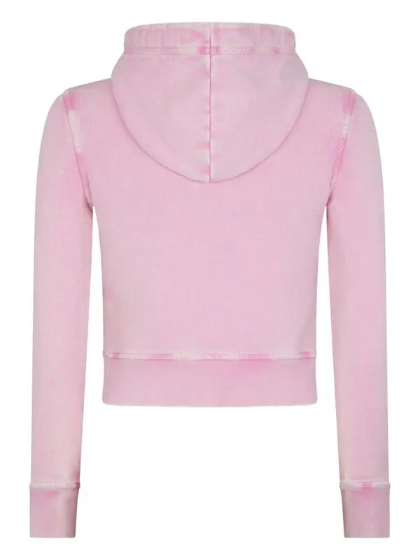 Dsquared2 Cropped Cotton Hoodie With Slogan Print