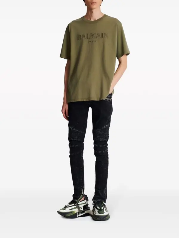 Balmain Logo-embroidered Cotton T-shirt - Green